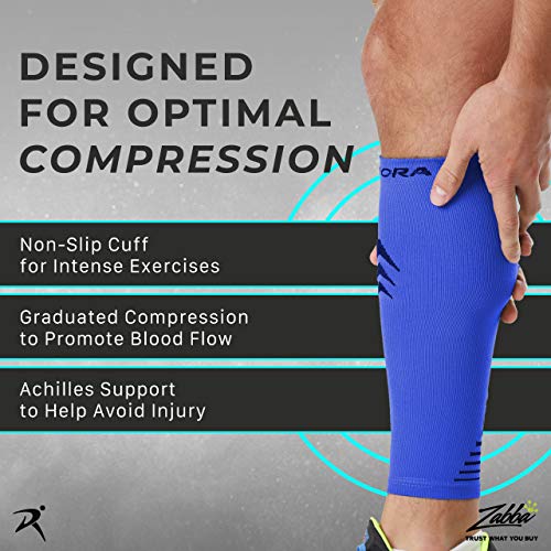 Rymora Leg Compression Sleeve, Calf Support Sleeves Legs Pain Relief for Men and Women, Comfortable and Secure Footless Socks for Fitness, Running, and Shin Splints β Flourescent, Large (One Pair)