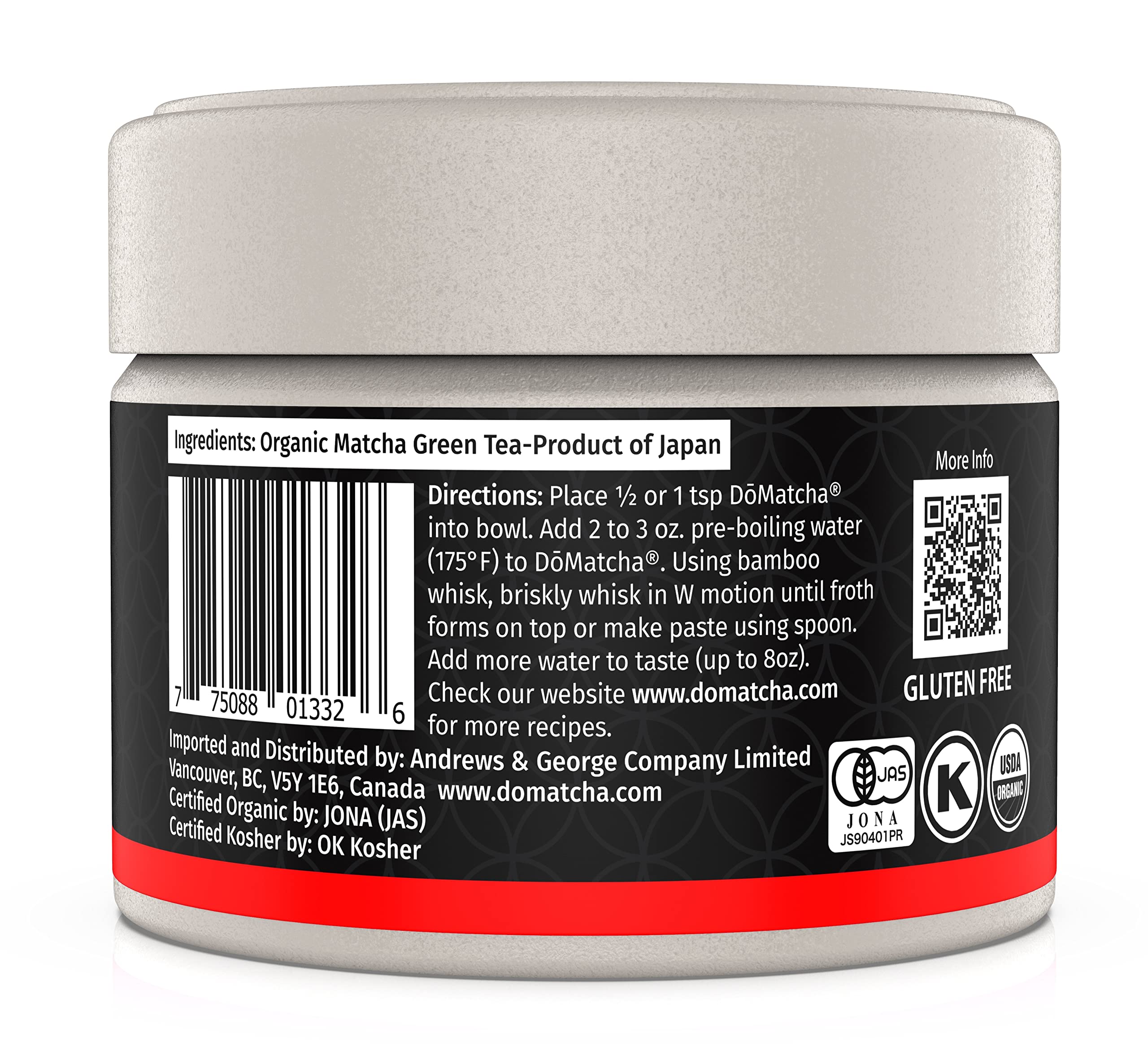 DoMatcha - Organic Ceremonial Green Tea Matcha Powder, Natural Source of Antioxidants, Caffeine, and L-Theanine, Promotes Focus and Relaxation, Kosher, 75 Servings (2.82 oz)