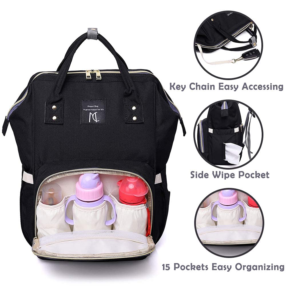 Diaper Bag Backpack, Multifunction Waterproof Travel Back Pack Maternity Baby Nappy Changing Bags Pink 25L