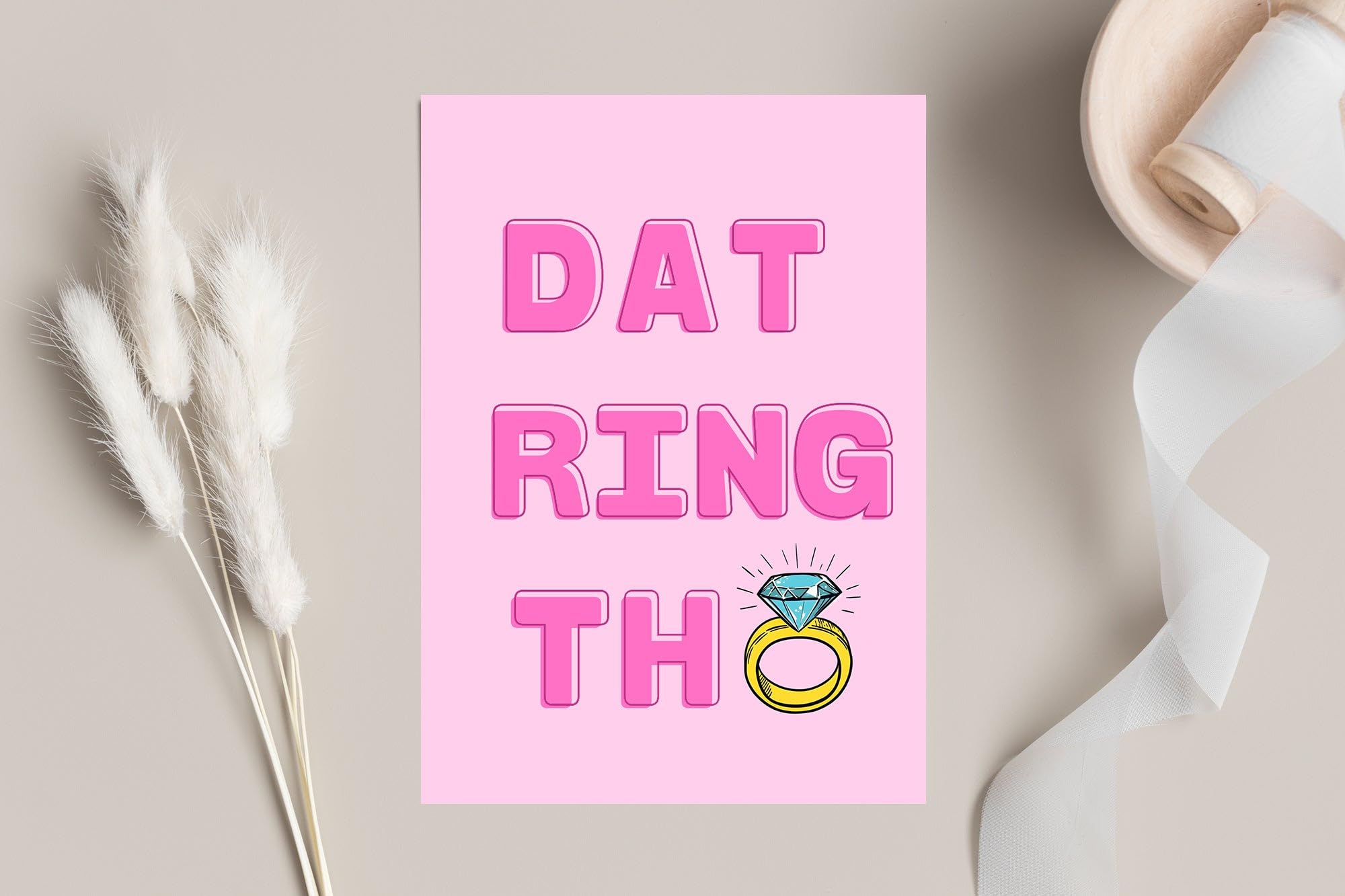 H2TDesigns Dat Ring Tho Card - Funny Engagement Card - Funny Wedding Cards - Engagement Gift - Bridal Shower Gift - Just Married - Just Engaged - Gift For Bride - Blank Inside