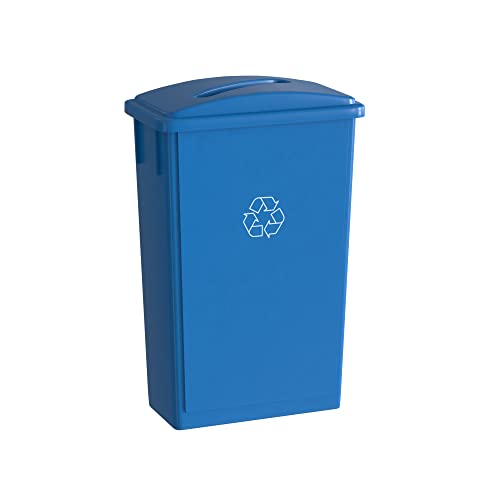 Krollen Industrial 23 Gallon Blue Recycle Slim Jim Trash Can with Paper Slot