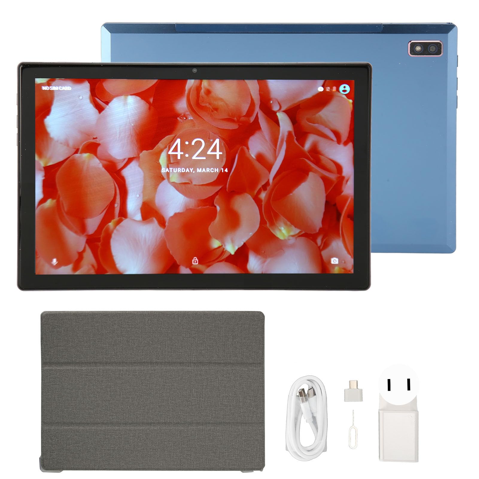 DAUZ Gaming Tablet 4G LTE 5G WiFi Office Tablet 10.1 Inch HD Case with Film (US Plug)