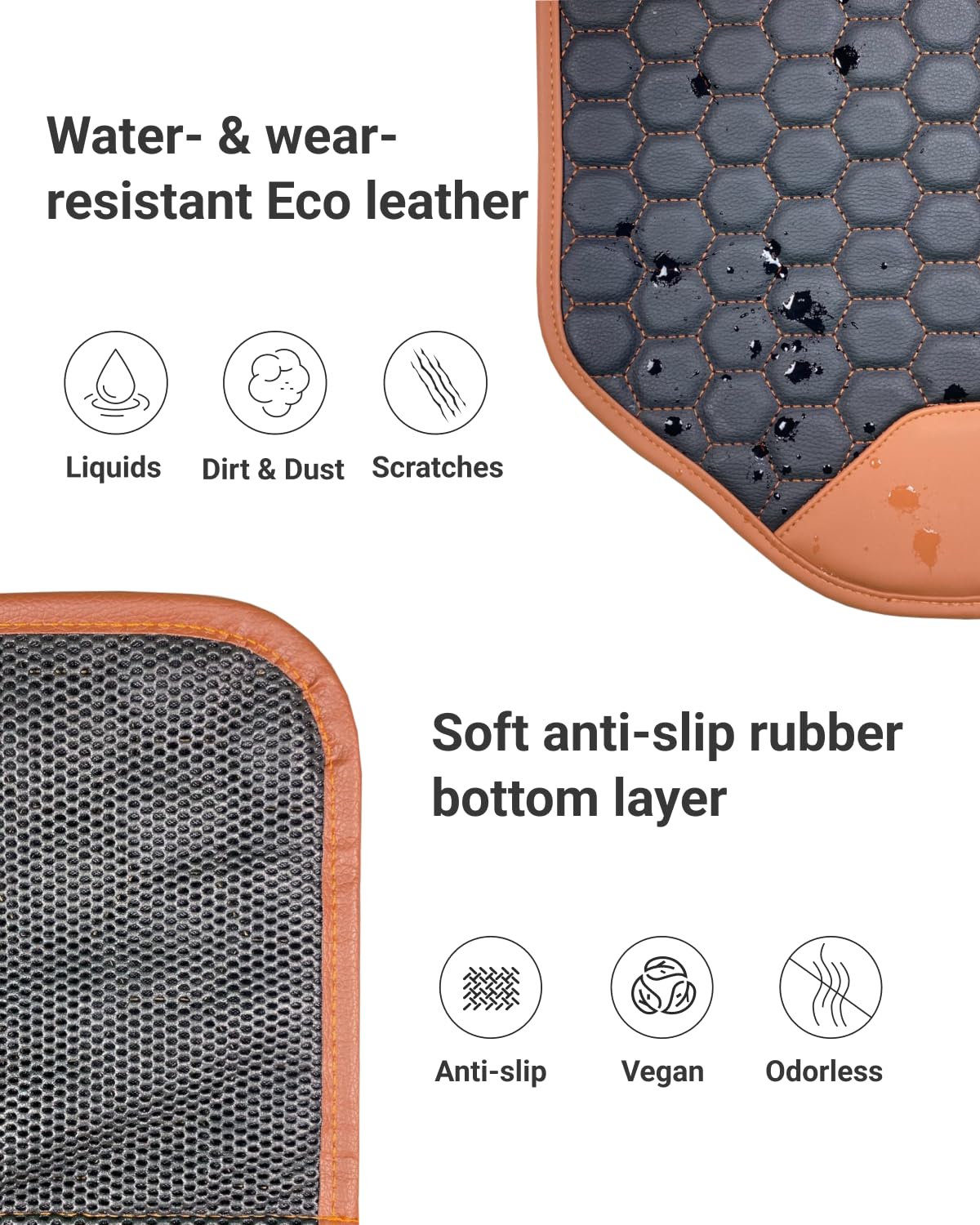 Owleys Premium Leather Car Seat Protector for Back Seat - Back Seat Cover for Kids - Car Kick Mat - Back of Seat Protector for Kids Feet Car Seat Back Protector - 1 Pc Hexy