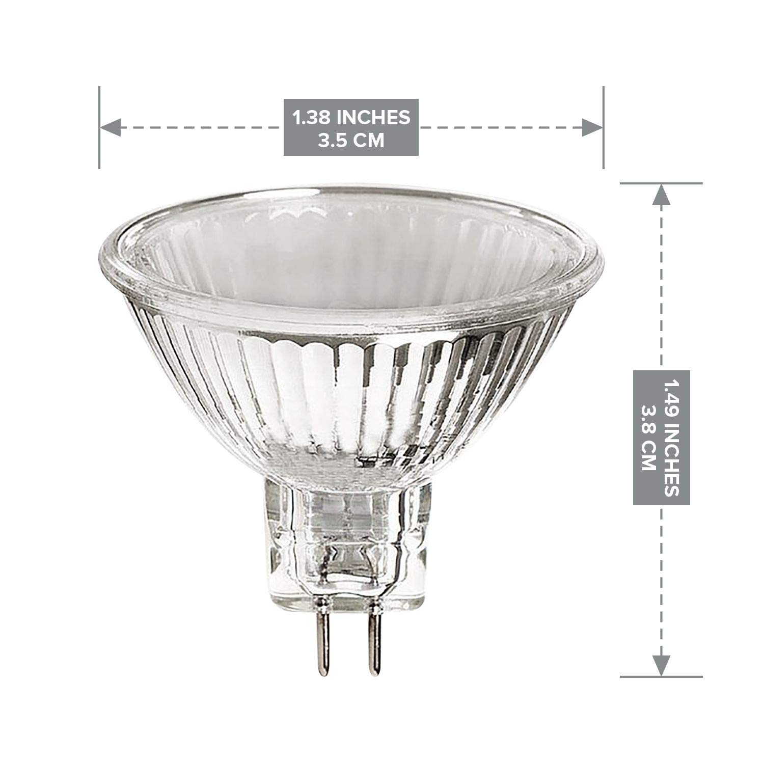 MR11 Halogen Spot Light Bulb Down Reflector Lamp 5W 12V 2 Prong Stove Hood Range Lighting High CRI Warm White 5 Watt GU4 Dimmable Replacement Fiber Optic BAB C Bright Kitchen 45° Beam I 11⁄8 inches
