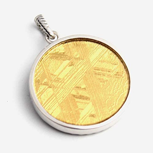 COSUMOSU Tree of life Moldavite Meteorite 925 Sterling Silver round Pendant (gold)