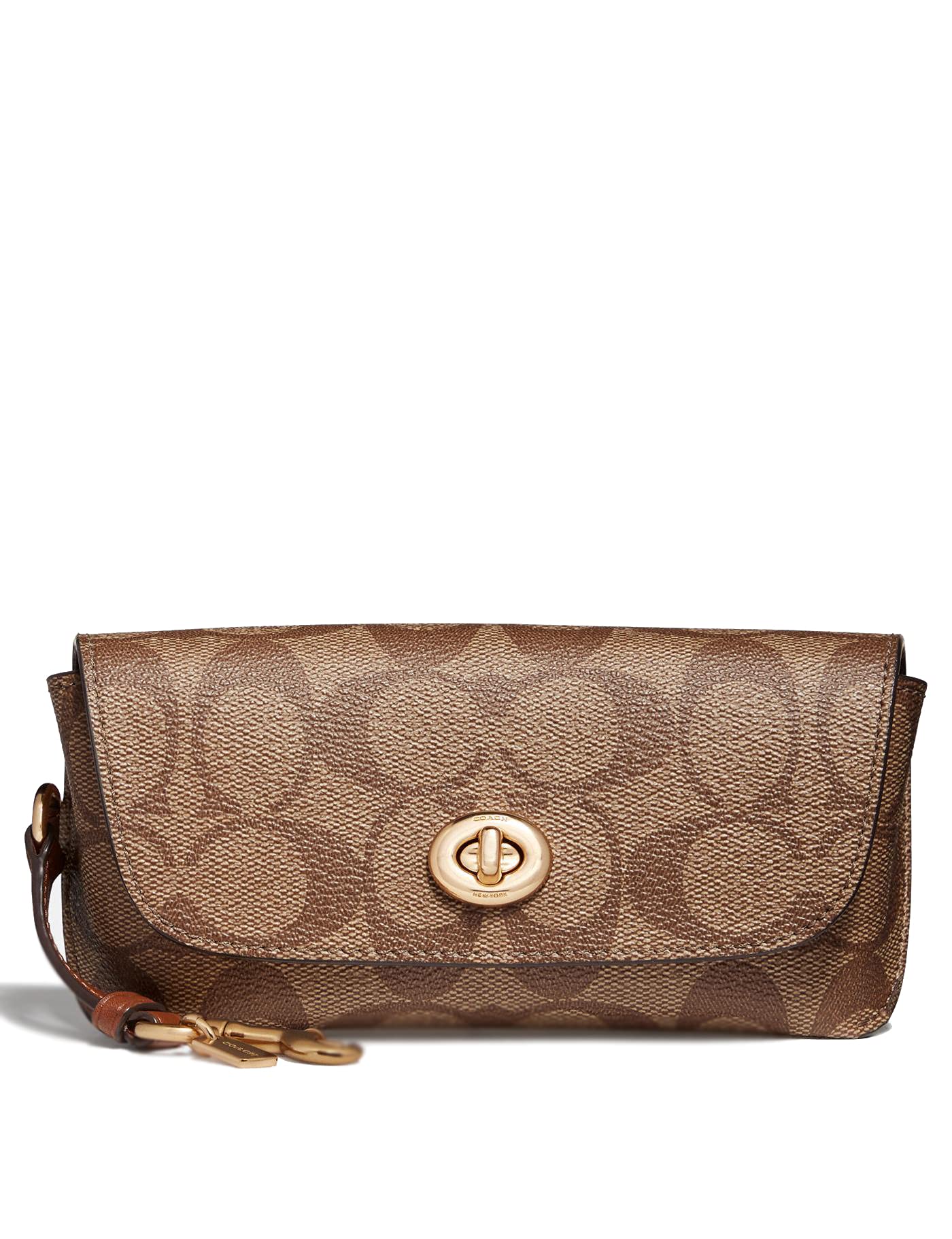 Coach Sunglass Case Logo (Gold - Khaki - Signature Canvas)