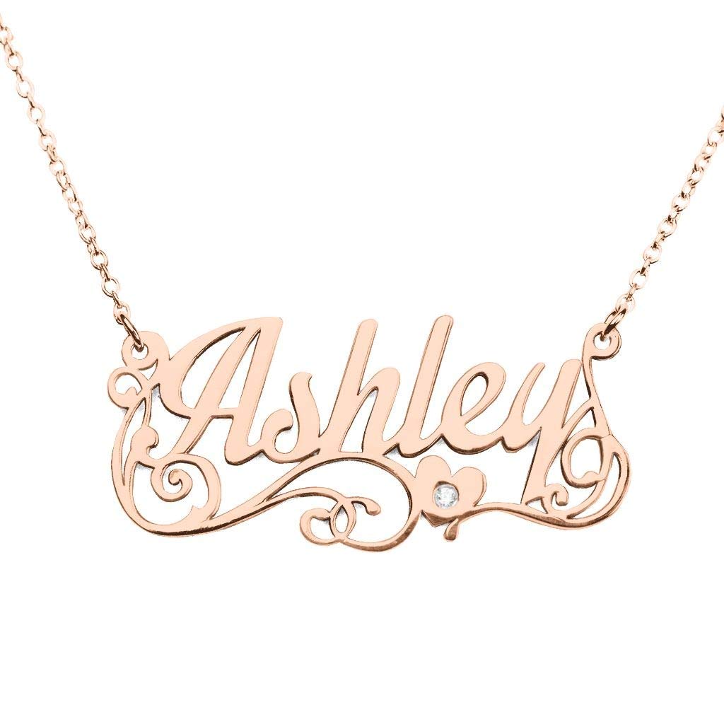 TSD 10K Yellow Gold Personalized Name Necklace with Diamond Accent by JEWLR*