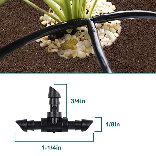 Daisypower 125Pcs 1/4" Barbed Tees Fittings,Barbed Connector Drip Irrigation for 4mm/7mm Water Tube Watering Sprinkler System