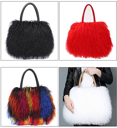 ZIYIUI Real Lamb fur/mongolian fur beach wool fur bag handbag Luxury handbag for Women's (Red)