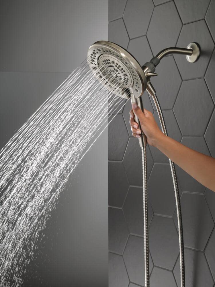 Delta Faucet 7-Setting In2ition Dual Shower Head with Handheld Spray, Brushed Nickel Shower Head with Hose, Showerheads & Handheld Showers, Handheld Shower Heads, Satin Nickel 75687DSN