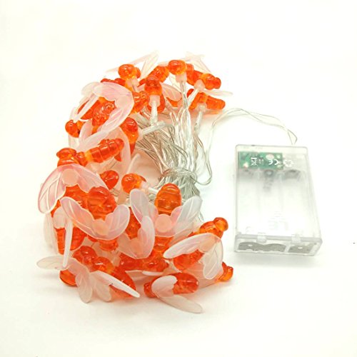 Honeybee Fairy String Lights,40 LED 14Ft Honeybee Battery Power Led String Lights for Party,Wedding,Xmas,Decoration,Gardens,Patios