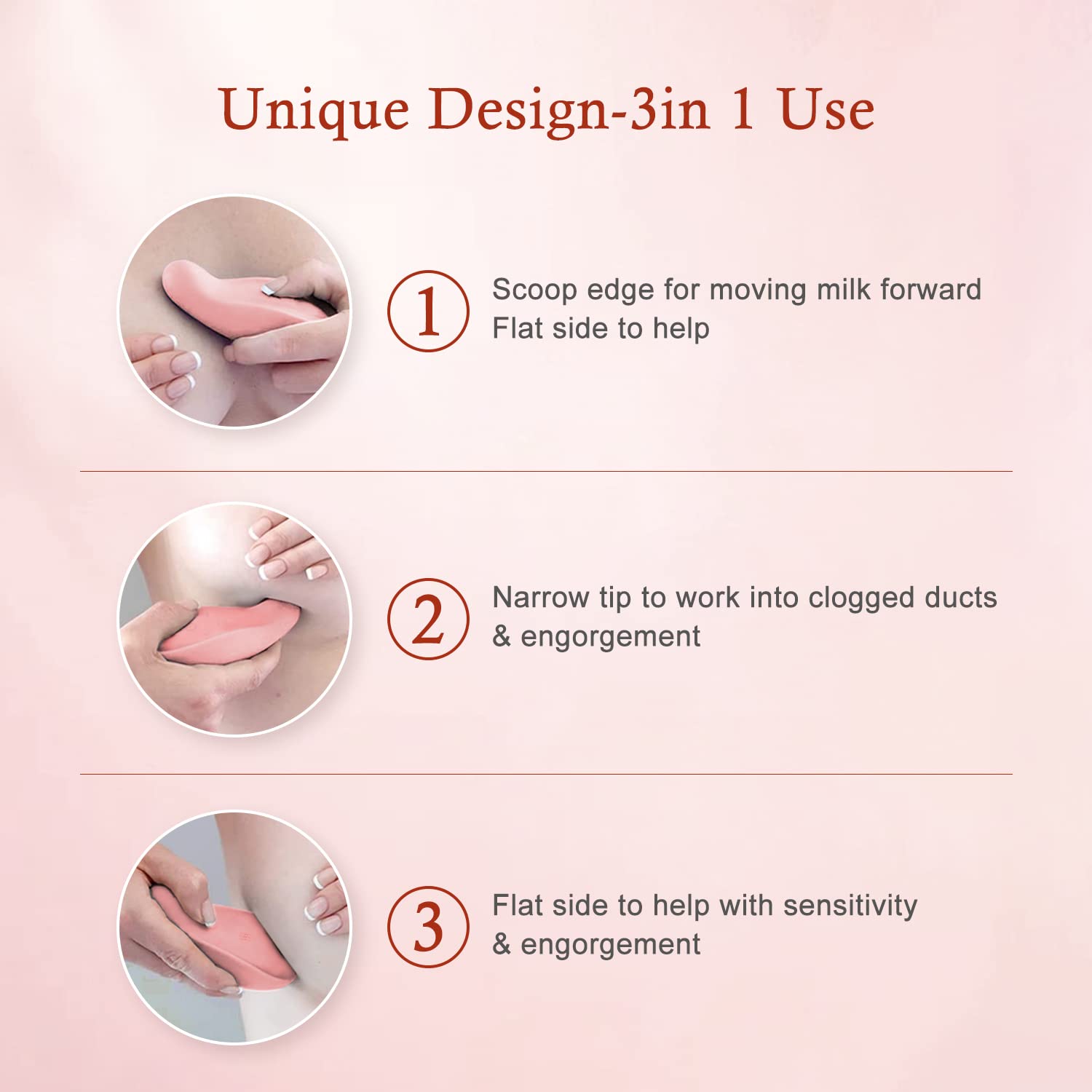 Domlust Warming Lactation Massager 2-in-1, Soft Breast Massager for Breastfeeding, Heat + Vibration Adjustable for Clogged Ducts, Improve Milk Flow, Engorgement