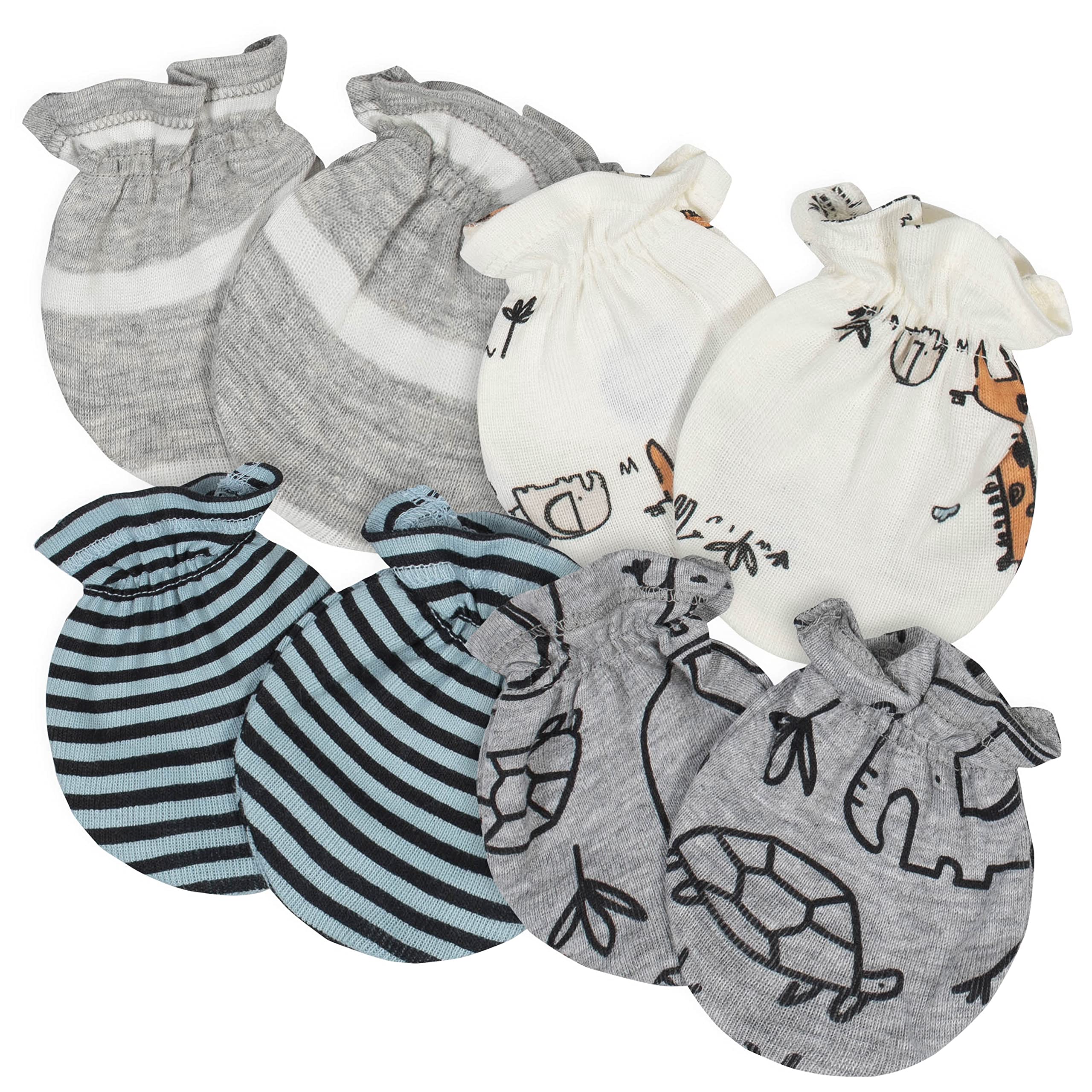 Gerber Baby Boy's 8-Piece Caps and Mittens Set, Jungle