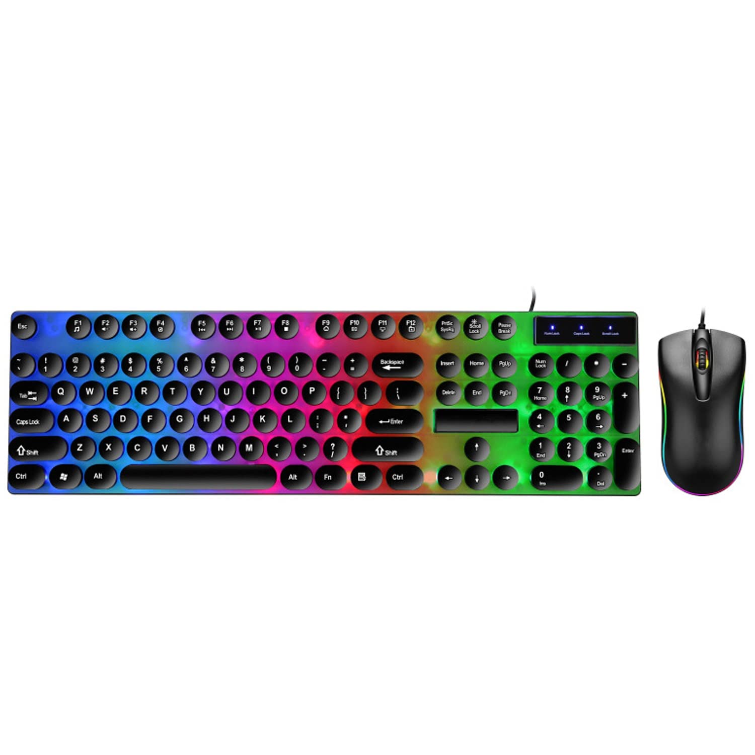 EXHNLE Gaming Keyboard and Mouse Combo with Headset, Backlit 7 Colors Keyboard, Wired Gaming Mouse, 104 Keys Keyboard Mouse (Color : Black)