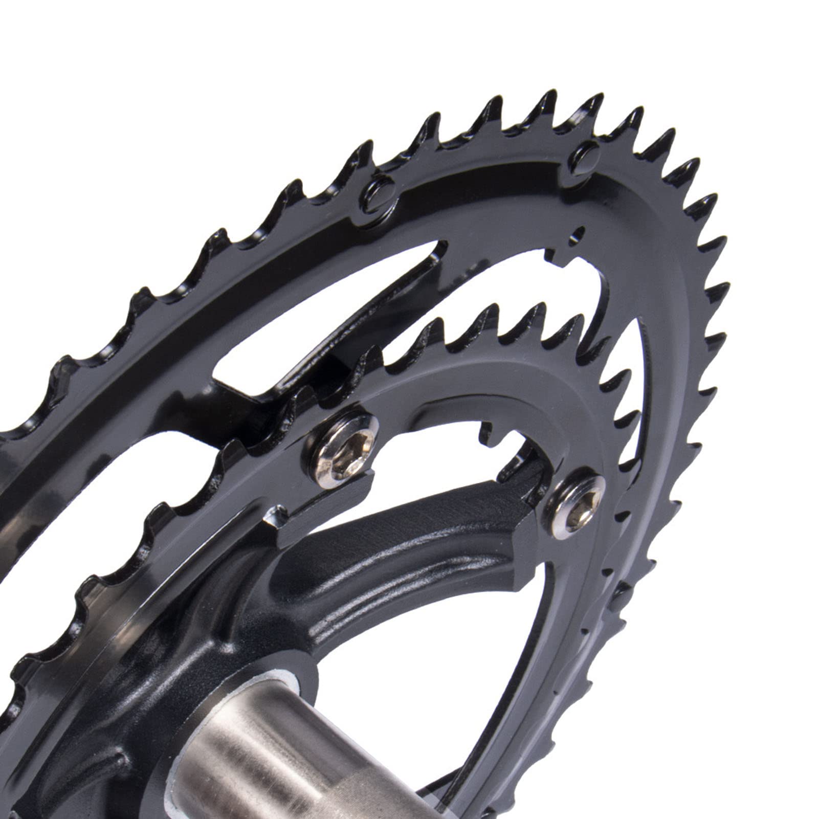 Demeras Hollow Crankset, Shock Resistant Stable High Toughness Black High Strength Bike Crankset High Accuracy for Road Bicycle