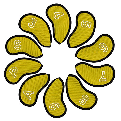 Craftsman Golf 10 pcs/set Meshy Golf Iron Covers Set (Yellow)