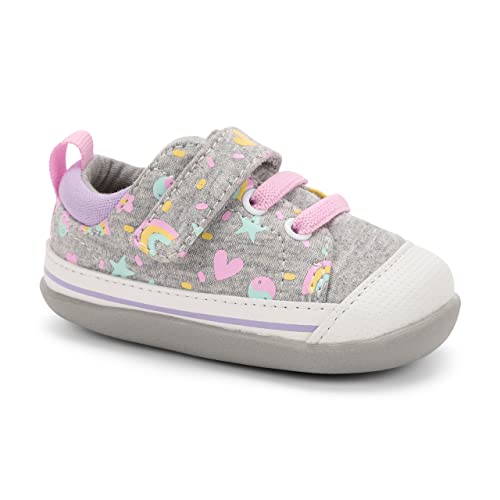 See Kai Run - Stevie II First Walker Shoe for Infants, Gray Jersey/Happy, Infant 4