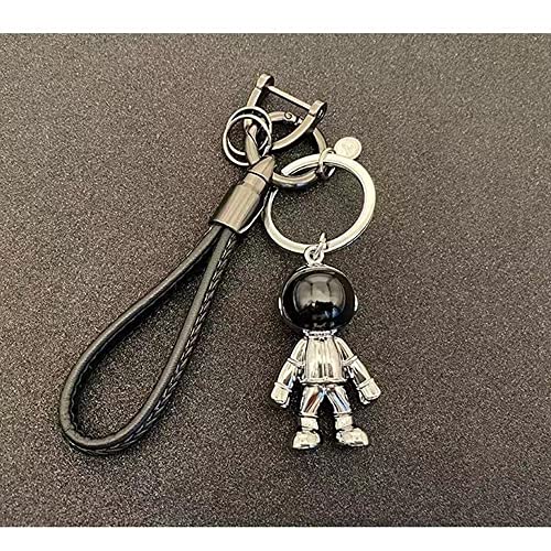 Space Astronaut Key Chain Space Robot Key Chain Ring Decorations Black Keychains for Men Boyfriend Birthday Gifts (black)