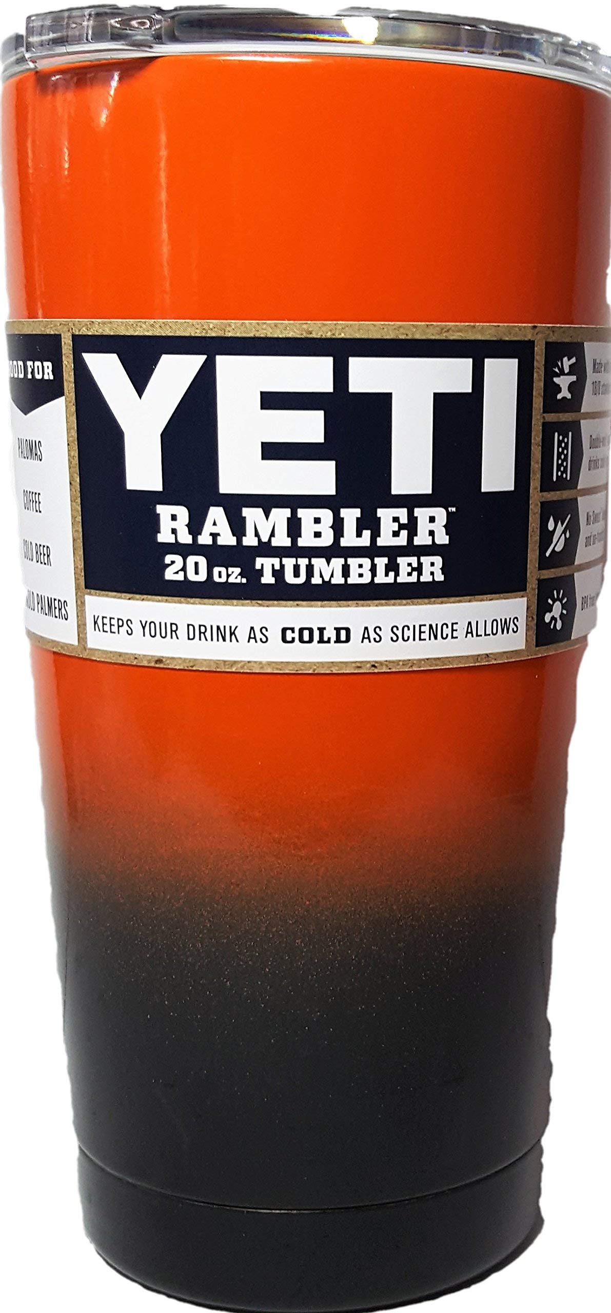 YETI Rambler, Powder-coated with New Magslide Lid -Sports Team Colors (20 ounce, Bright Orange/Gloss Black)