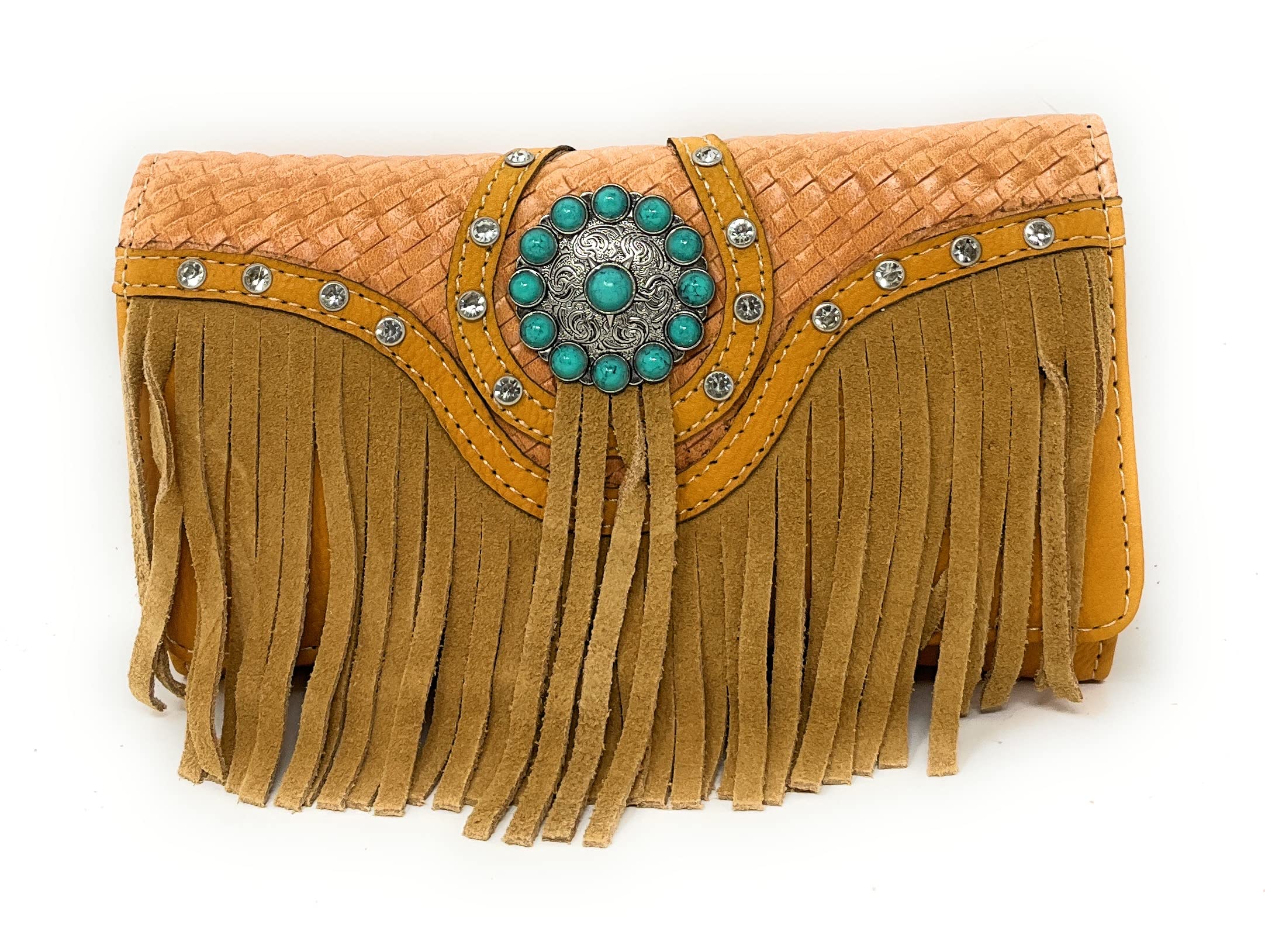 Western Style Rhinestone Concho Buckle Concealed Carry Purse Women Shoulder Bag in 5 colors (Turquoise) Turquoise