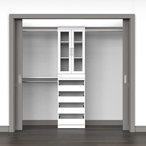 ClosetMaid Modular Storage Pair Set, 2 Glass Pane Doors, Wood Closet Organizer Shaker Style, Add On Accessory for Shelf Units, White, 34.88" H x 21.02" W x 1.81" D