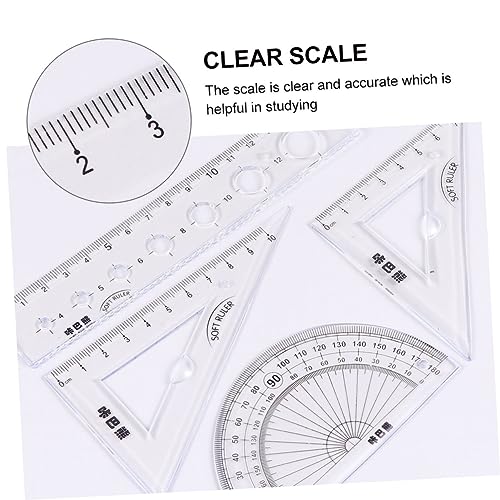 Operitacx 4 Set Clear Ruler Math Protractor Straight Ruler Triangular Ruler Geometry Ruler Ruler Suit Tools for Rulers Plastic Ruler Stationery Unisex to Draft
