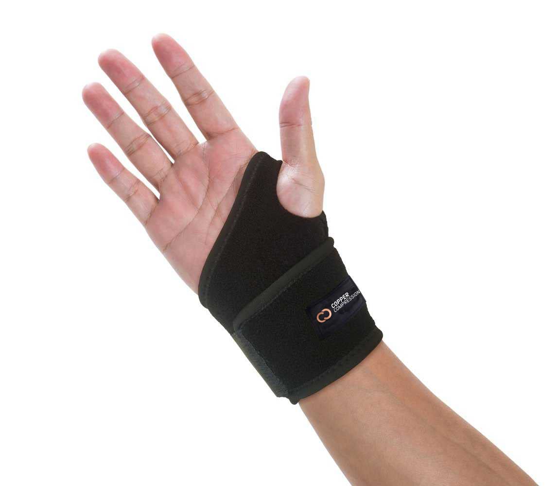 Copper Compression Wrist Wrap - Copper Infused Orthopedic Support - Adjustable Splint for Pain Relief, Arthritis, Sports Injury Fits Men & Women - For Both Right & Left Hands - One Size - Pack of 1
