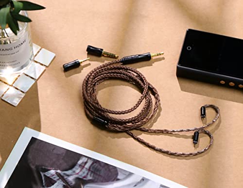 Linsoul Tripowin Amber 32AWG OFC Oxygen Free Cable HiFi IEM Cable with Interchangeable 2.5mm/3.5mm/4.4mm Plug, PVC Sleeve Replacement Cable for Audiophile (2pin, Amber)