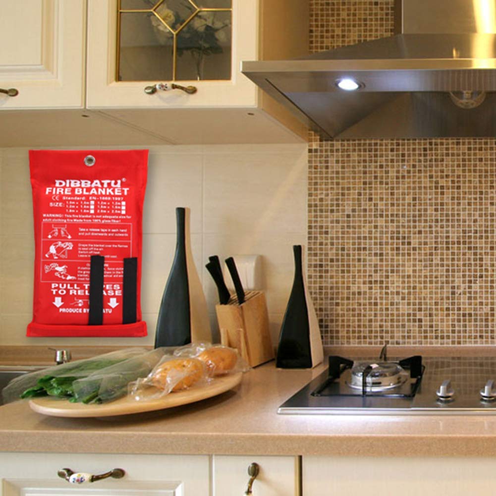 DIBBATU Fire Blanket, 4 Pack-red, Fiberglass, Emergency Blanket for Home, Kitchen, Grill, BBQ, Fireplace