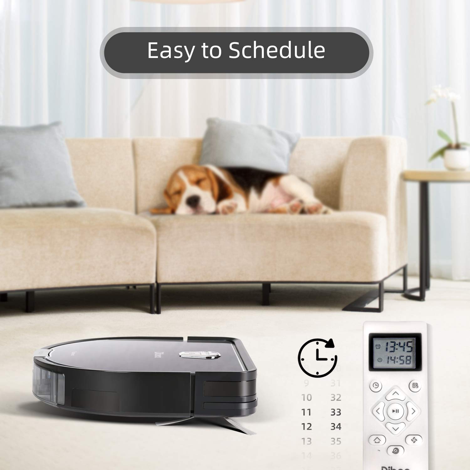 Dibea 2-in-1 Mopping Robot Vacuum, Automatic Self-Charging Robot Vacuum Cleaner for Pet Hair, Carpet and Hard Floor DT966
