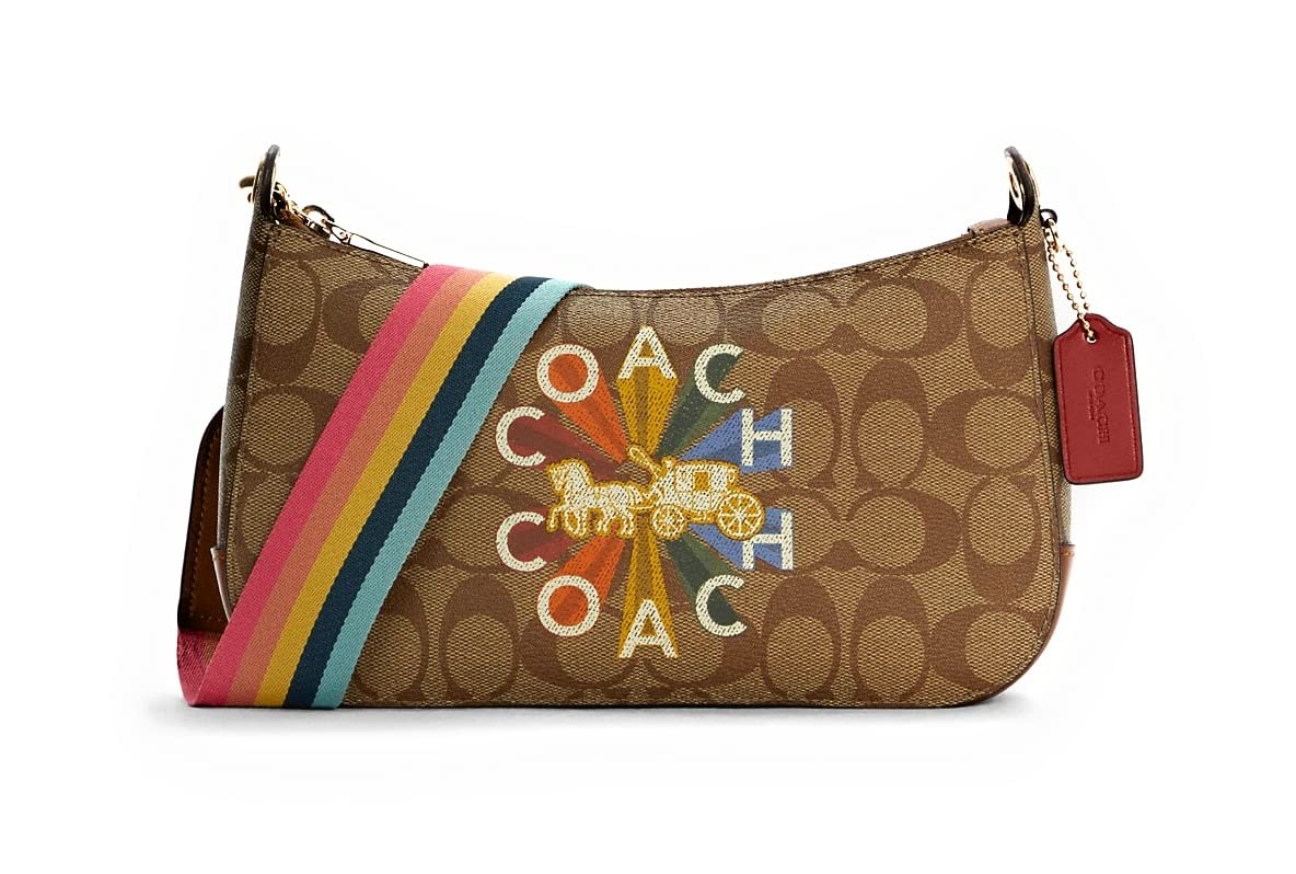 Coach Womens Jes Crossbody In Leather (IM/Khaki Multi With Radial Rainbow)