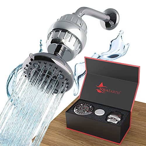 Filtered Shower Head High Pressure Shower Filter Hard Water Softener Filter Remove Chlorine Fluoride Harmful Substances Coconut Shell Activated Carbon Reduces Heavy Metals Other Sediments Vitamin C