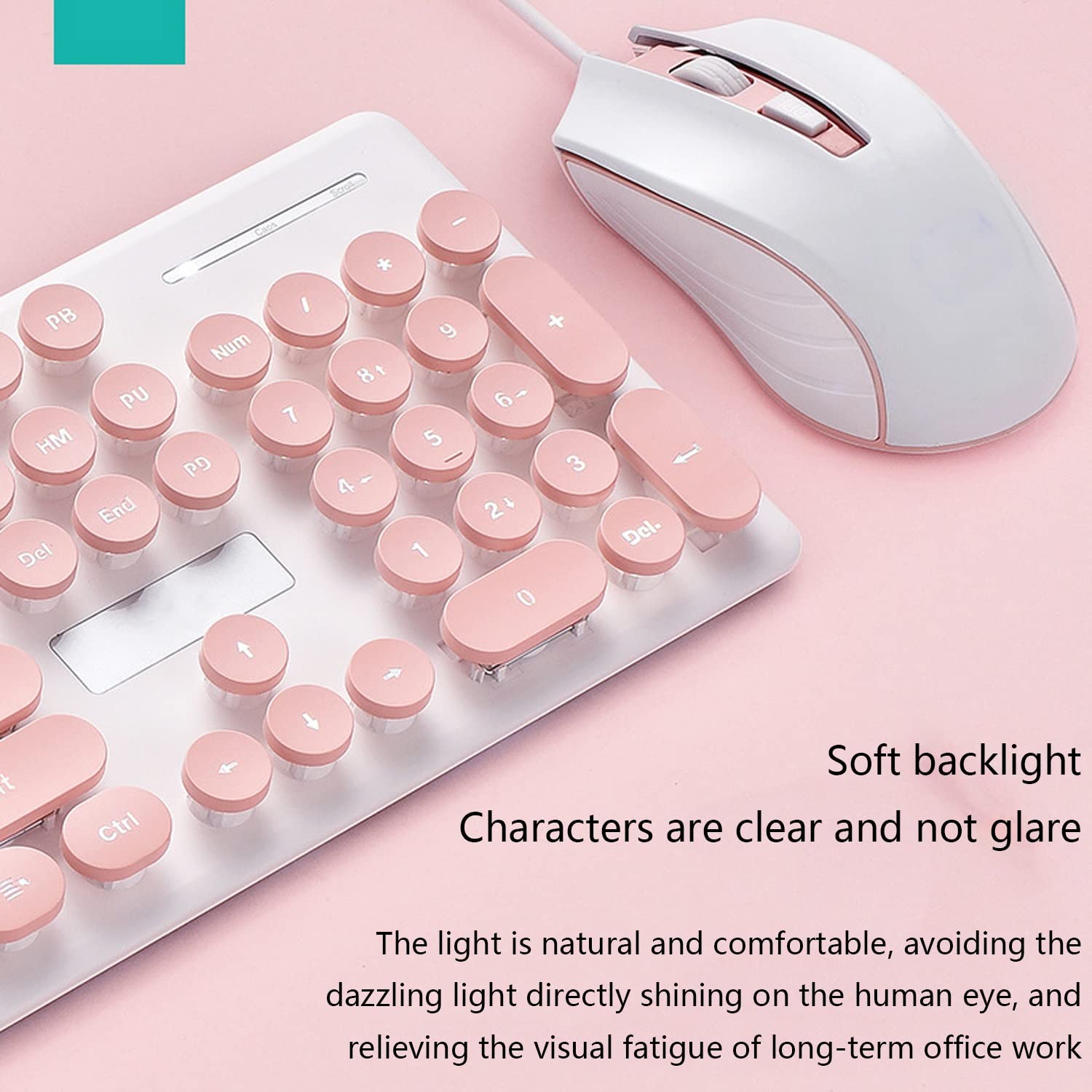 EXHNLE Gaming Keyboard and Mouse Mechanical Feel Ergonomic Keyboard and Mouse with 104 Key Computer PC Gaming Keyboard for PC/Laptop (Color : Pink)
