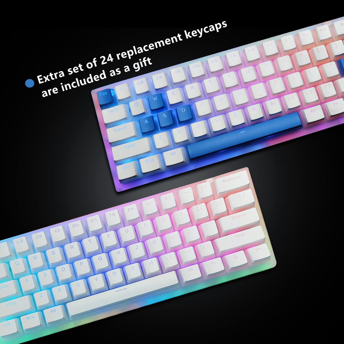 XVX Womier 60% Percent Keyboard, Wired Mechanical Gaming Keyboard, K61 PRO Hot Swappable Dual RGB Backlit Keyboard, with Pudding Keycaps Gaming Keyboard, Pro Driver/Software Supported - Yellow Switch