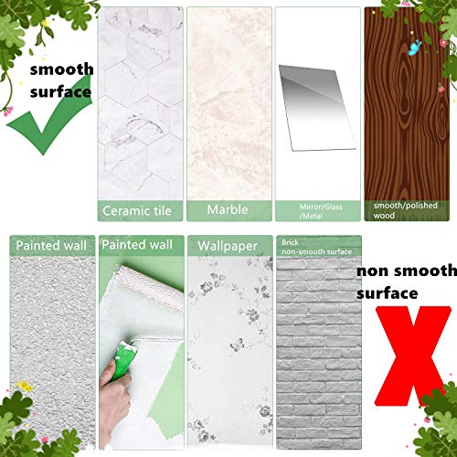 LADYBEE7LES Wall Floating Shelves White 4pcs Set, Self Adhesive Wall Shelf/Bathroom Makeup Wall Organizer/Wall décor/No Drill Plastic Storage Bins, Multi-Sizes, Stickers Included