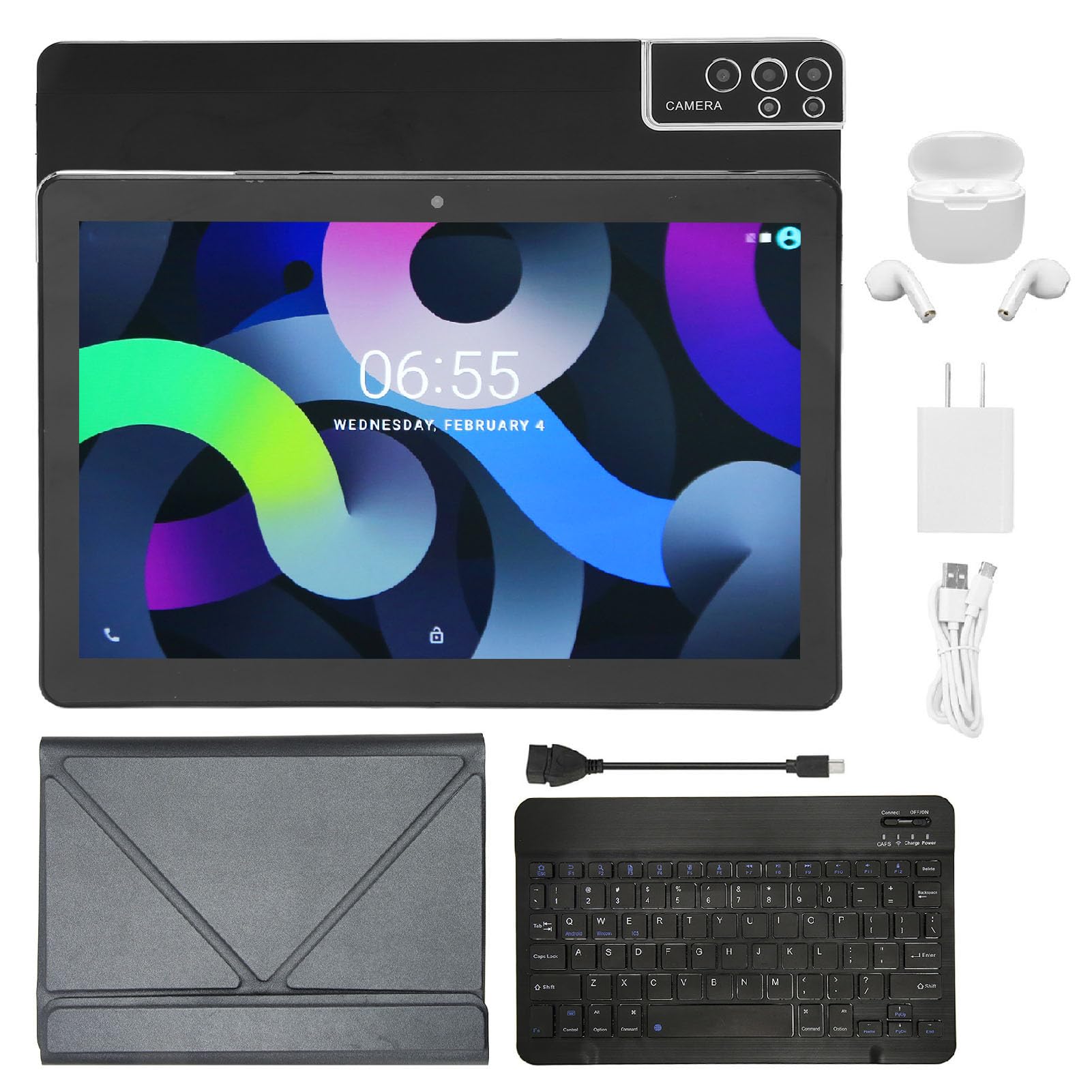 DAUZ Tablet, MT6735 Octa Core CPU 5G WiFi 10.1 Inch Touchscreen 2 in 1 4GB 64GB Tablet PC for Android 12 for Work (#1)