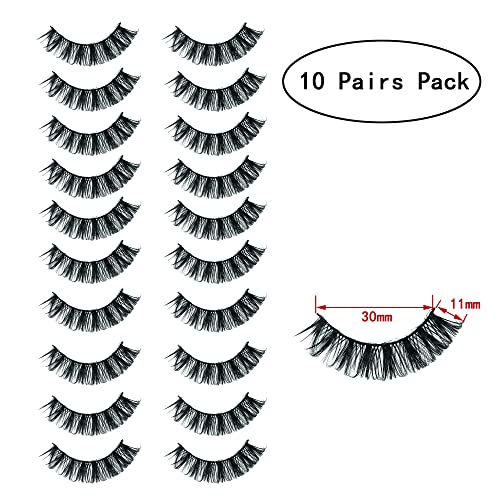 Fake Lashes,False Eyelashes,Russian Strip Lashes,Natural Faux Lashes,Fake Eyelashes (KG05-11MM, Black)