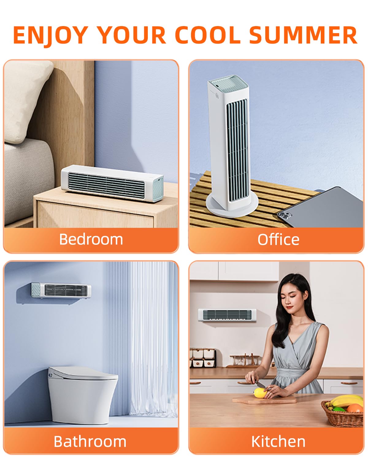 FrSara 12" Oscillating Small Tower Fan - Bladeless Desk Fan with Remote Control, 3000mHA USB C Small Office Fan with 3-Speed, Strong Wind Ultra Quiet Fan for Office, Bedroom, Home, Desktop, White