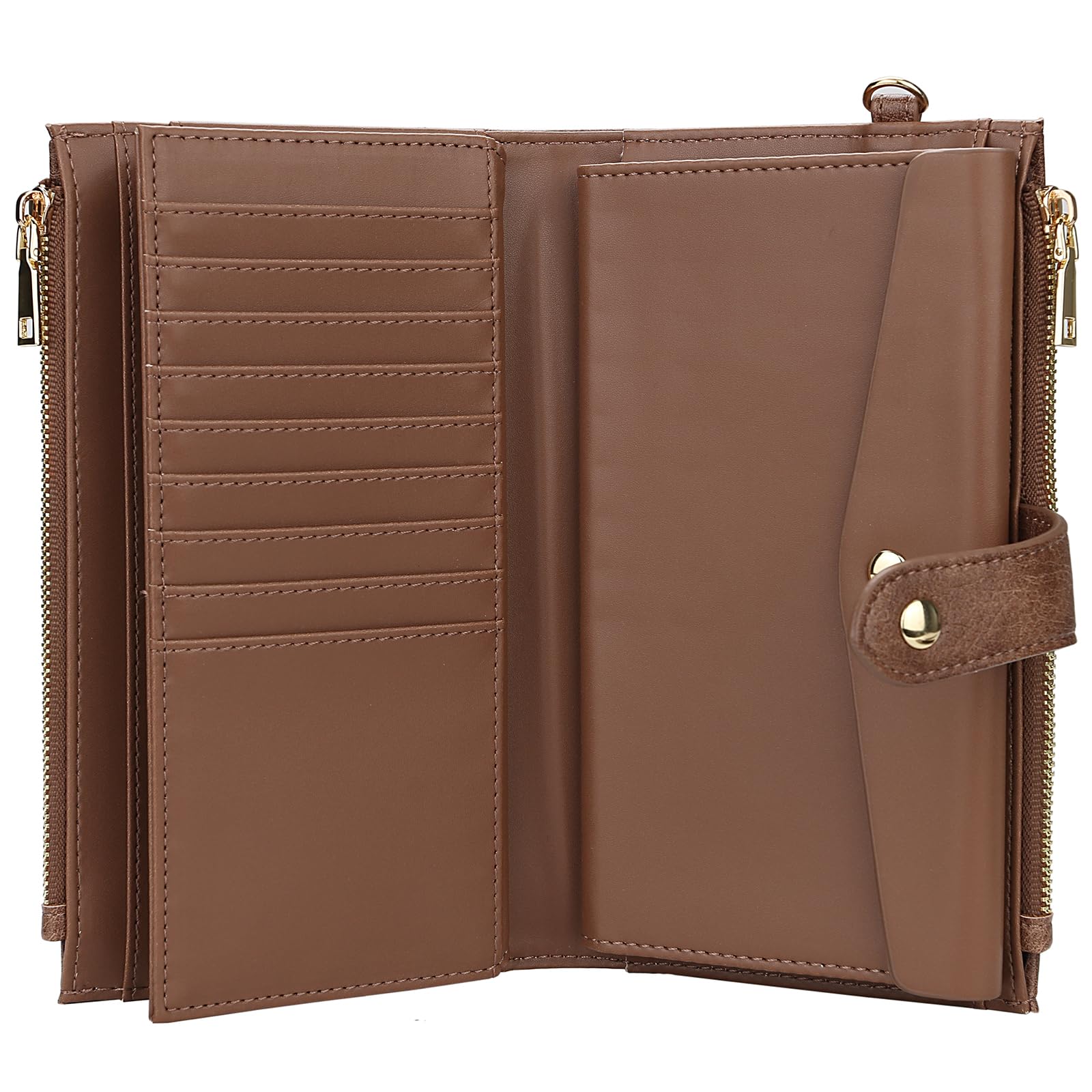 YALUXE Double Zipper Wallets for Women Wristlet Cellphone Purse Card Holder Vegan Leather