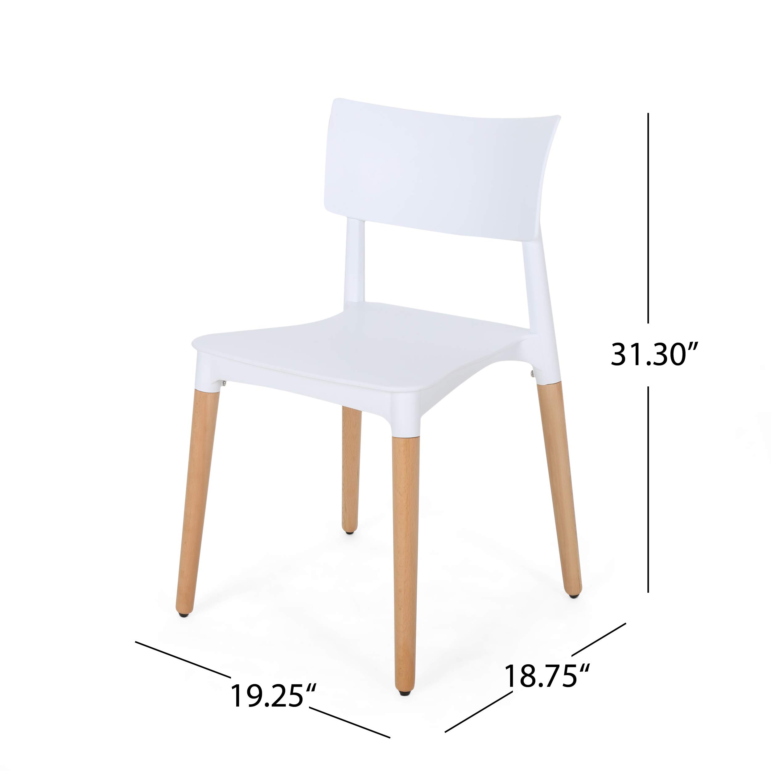 Christopher Knight Home Isabel Modern Dining Chair with Beech Wood Legs (Set of 2), White and Natural
