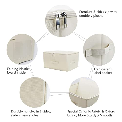 iwill CREATE PRO Underbed Storage Bin, 2pcs Storage Boxes, Zip Lidded, Washable & Folding Design, Beige