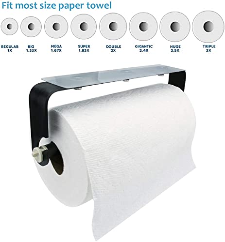 ORLESS Adhesive Paper Towel Holder Under Cabinet & Wall Mount, No Drilling Suitable for Kitchen Bathroom - Black