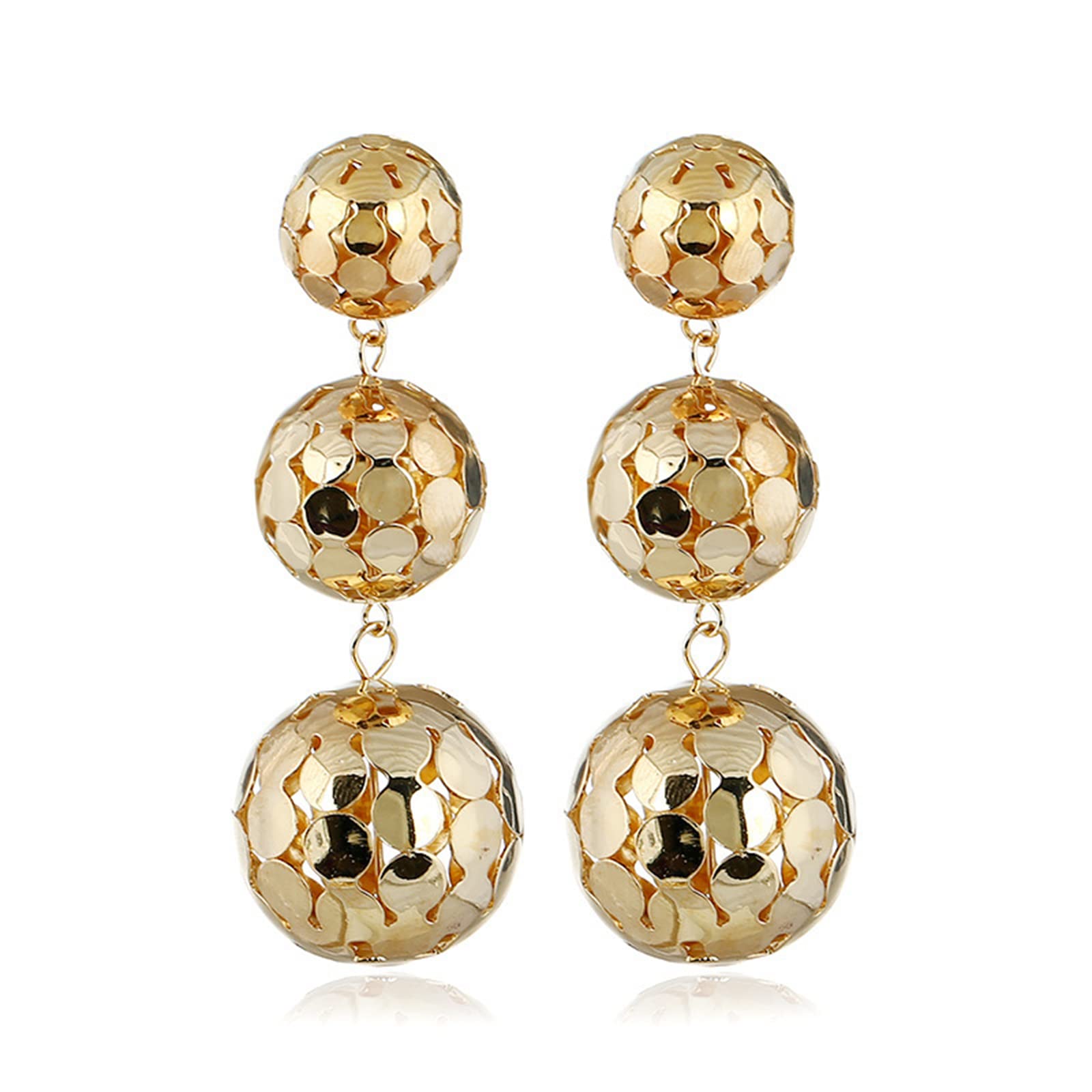 coadipress Disco Ball Earrings for Women Creative 60's or 70's Gold Silver Plated Disco Mirror Ball Earrings Costume Accessories for Halloween Party Personal Decoration (Gold Ball)