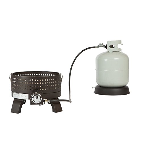 Fire Sense 62133 Sporty Campfire Portable Fire Pit LPG Gas 60,000 BTU Outdoor Firepit Includes Propane Stand Included - Dark Bronze - Round - 15"