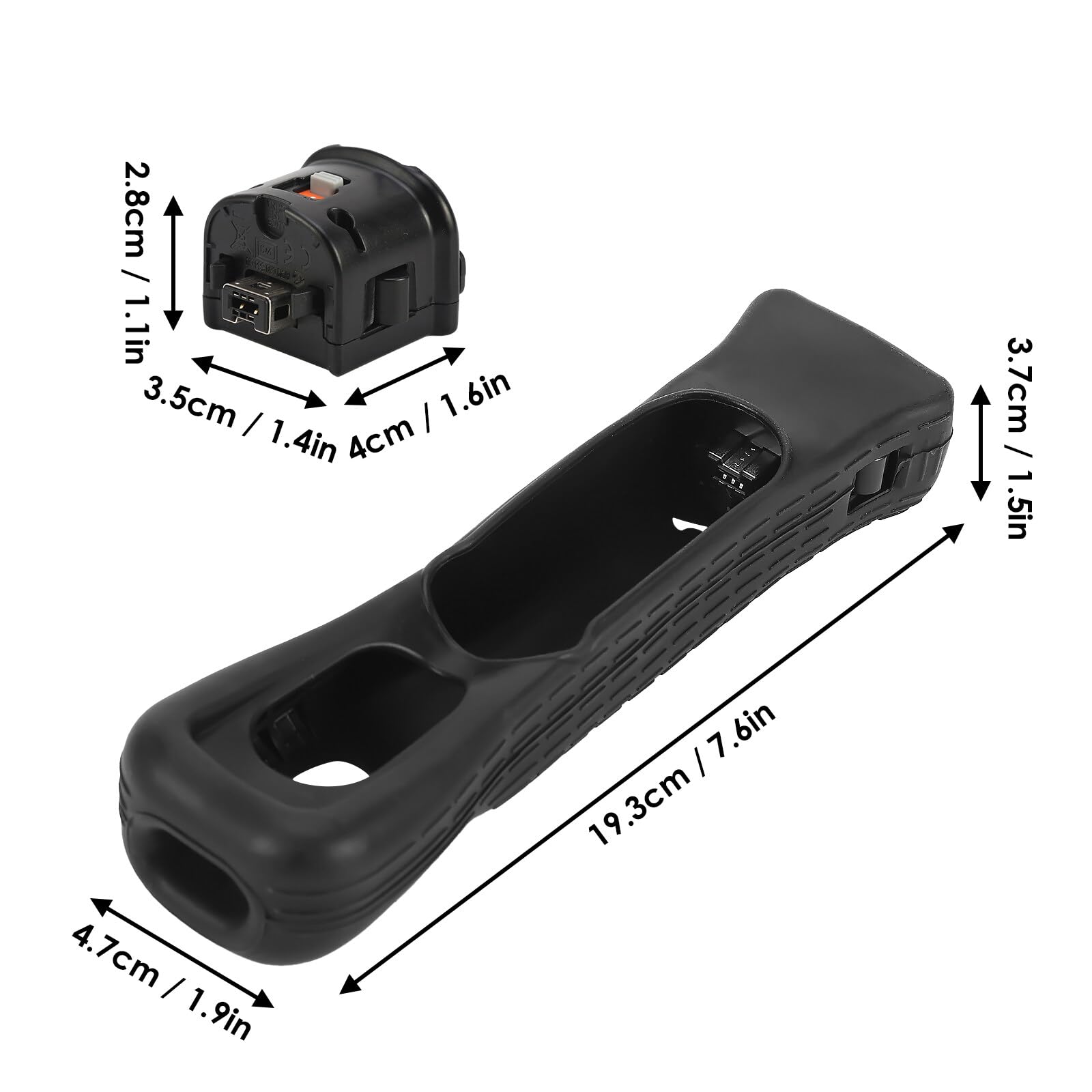 Wii Motion Plus Sensor Adapter with Silicon Case Cover and Wrist Strap, Wii Nunchuk Remote Controller Attachment for Nintendo Wii and Wii U Black