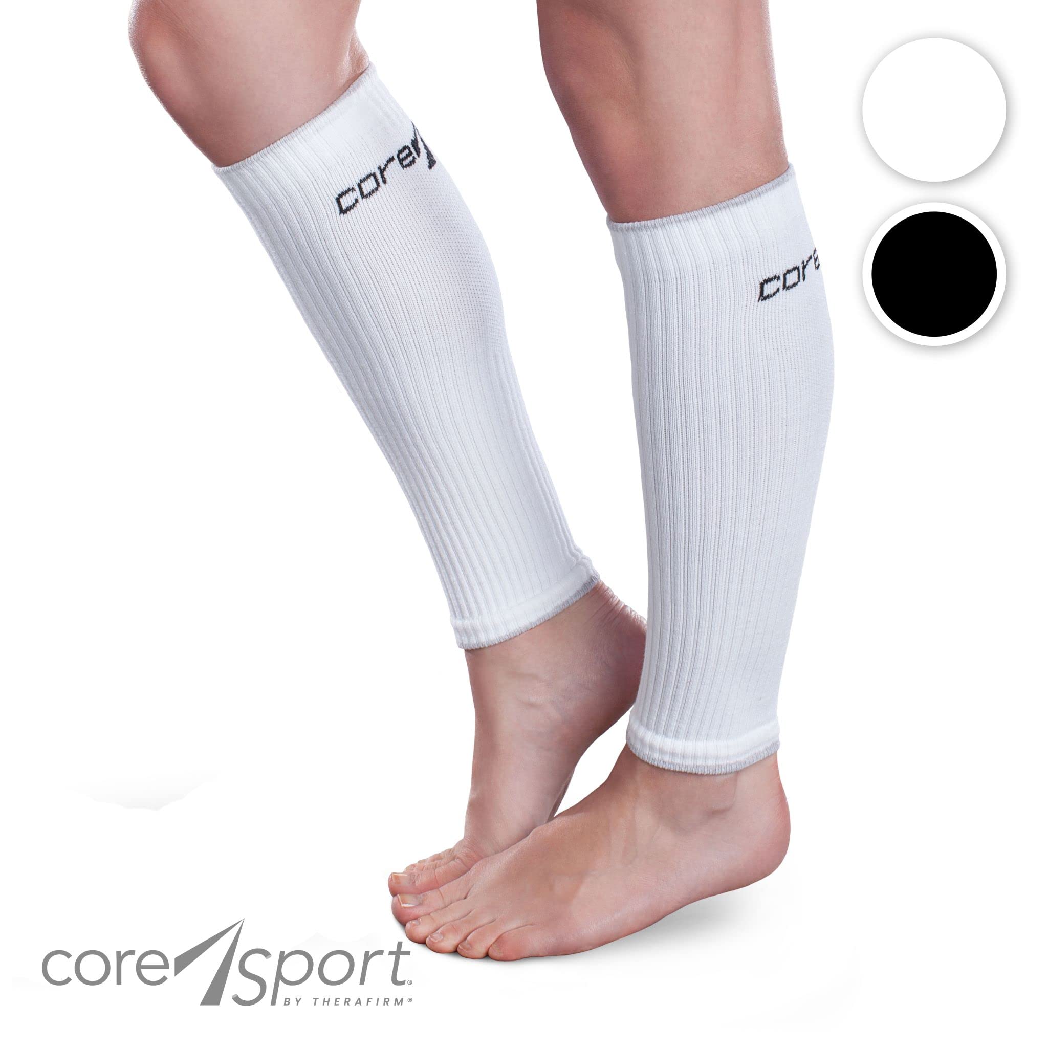 CoreSport Athletic Leg Sleeves for Support - 15-20mmHg Mild Compression for Athletes (Black, XL)