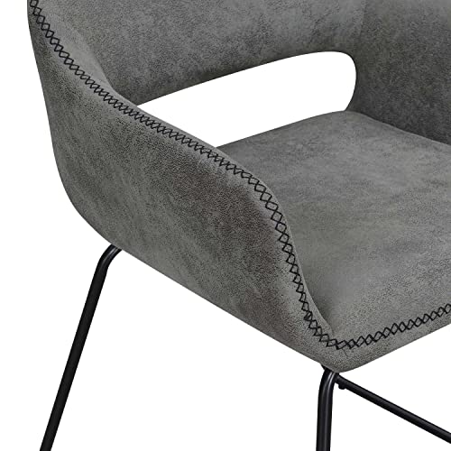 Convenience Concepts Take a Seat Samantha Arm Chair, Antique Gray Faux Suede/Black