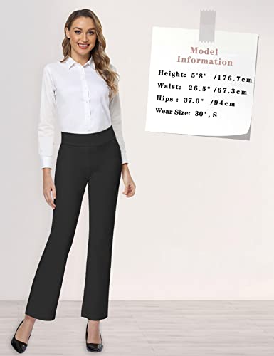 Tapata Women Dress Pants 32" High Waist Stretchy Bootcut Pants Tall, Petite, Regular for Office Work Business Black L/14