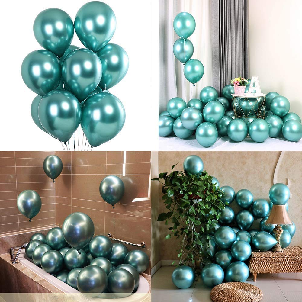 Chrome Silver Balloons 12 inch 50 pcs Metallic Latex Balloons Birthday Party Decoration Helium Balloons