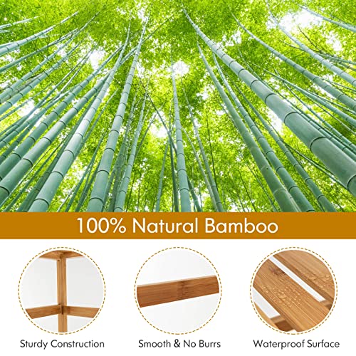 Giantex 6-Tier Bamboo Bookshelf, 63'' Tall Freestanding Storage Display Shelf with Adjustable Shelves, Easy Assembly Multipurpose Bookcase Shelf Rack for Living Room, Kitchen, Plants (Natural)